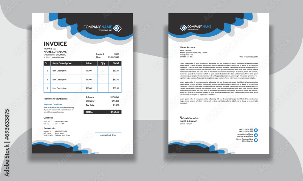 Corporate modern professional clean business invoice and letterhead ...