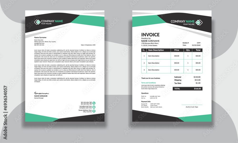 Corporate modern professional clean business invoice and letterhead ...