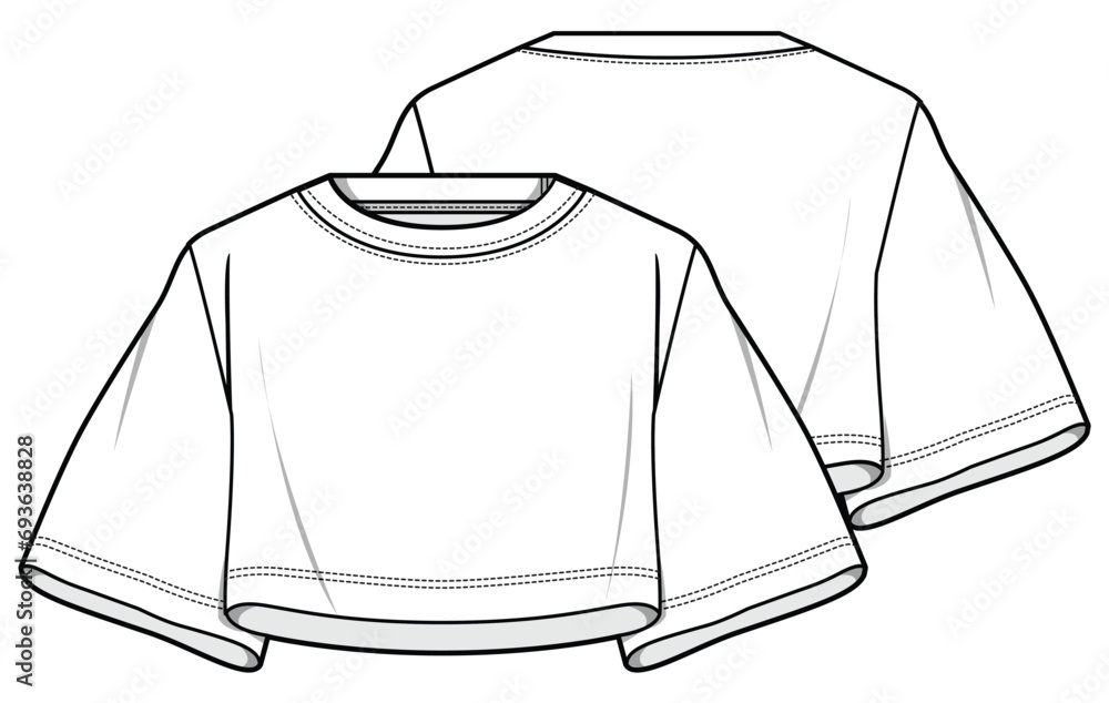 Flared Short Sleeve Oversized Crop T-Shirt Top, Gym Oversized Crop Top ...