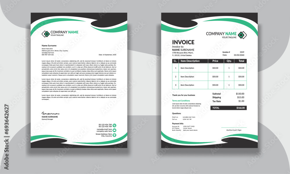 Corporate modern professional clean business invoice and letterhead ...