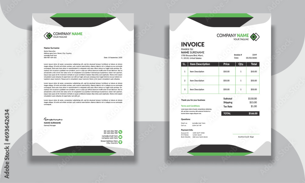 Corporate modern professional clean business invoice and letterhead ...