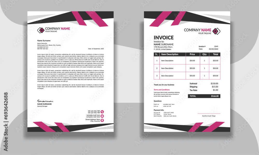 Corporate modern professional clean business invoice and letterhead ...