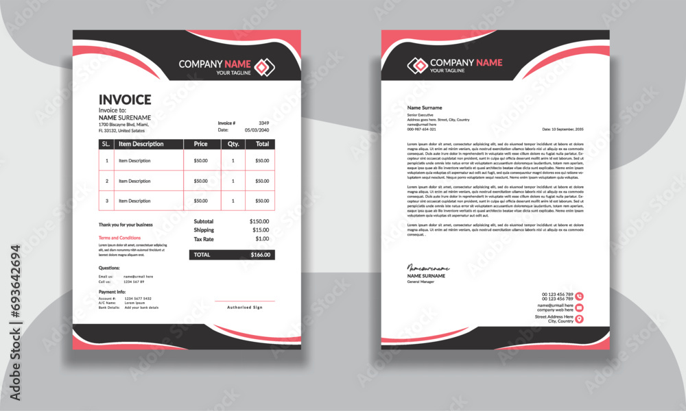 Corporate modern professional clean business invoice and letterhead ...