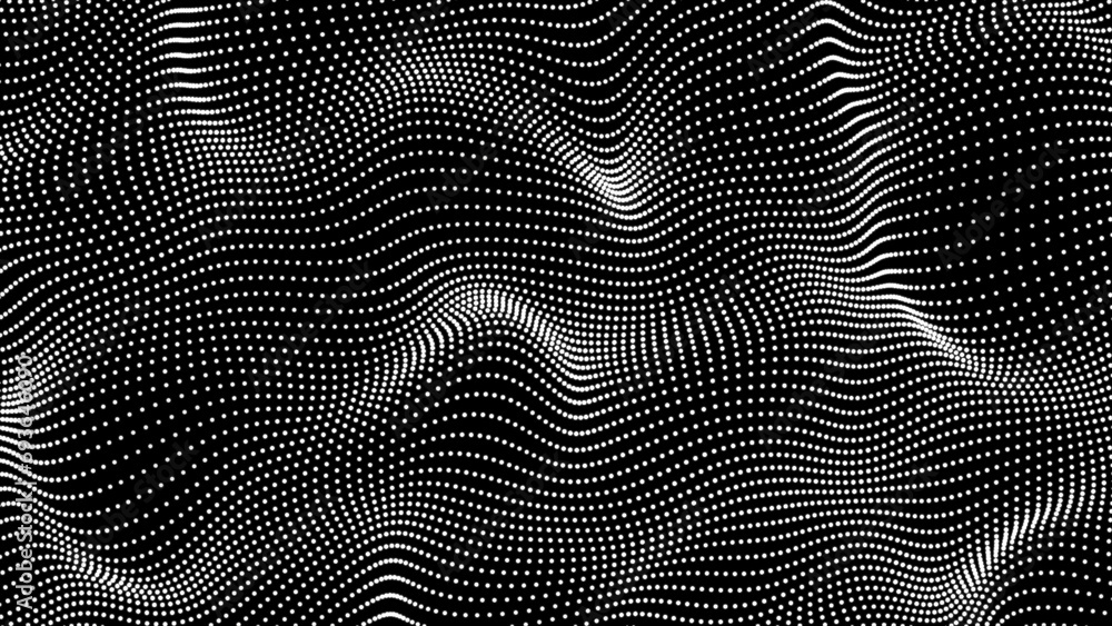 Abstract white color dots particles flowing wave animated pattern ...