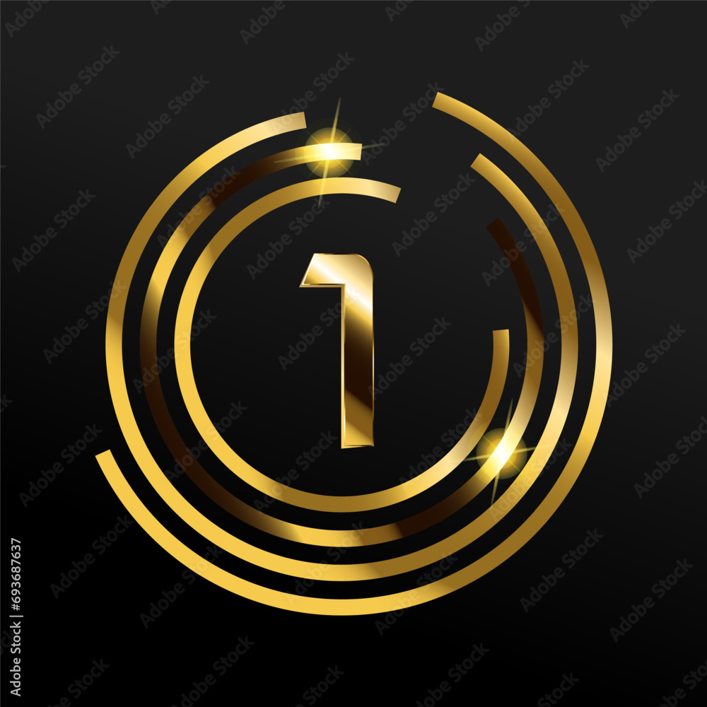 Golden Number 3D Style Font. Isolated Letters. Anniversary, Birthday ...