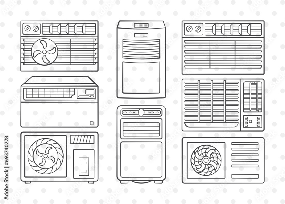 Air Conditioner SVG, AC Clipart, Floor Standing Svg, HVAC Svg, Portable ...