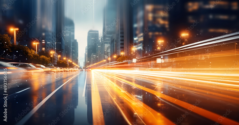 Blurred traffic background banner at night Stock Photo | Adobe Stock