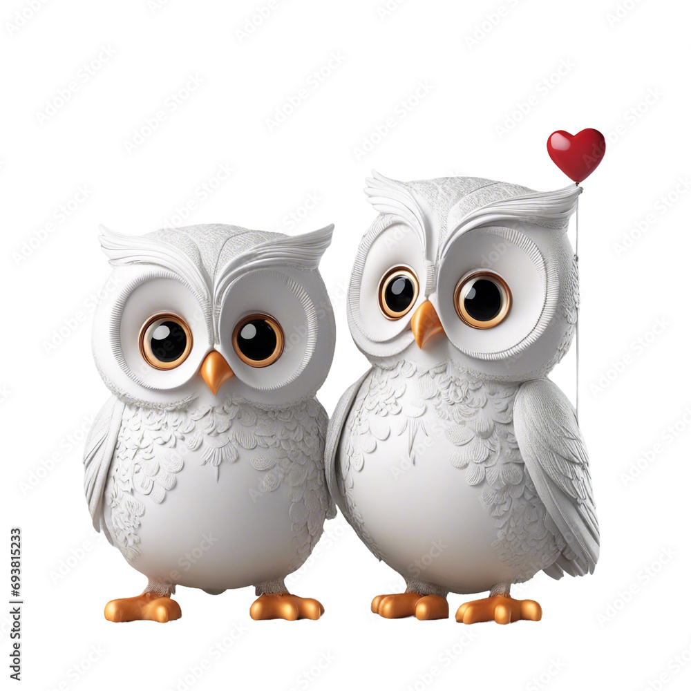 Illustration Stock Cute and Cuddly Owl Couple in Valentine's Day Poses ...