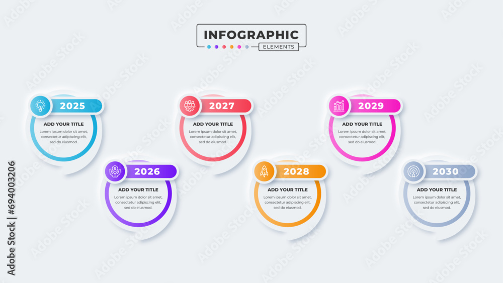 Speech bubble timeline infographic design template with icons and six ...