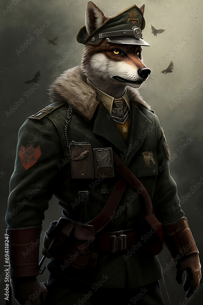 Stock-Illustration „WWII German Colonel Fox Portrait“ | Adobe Stock