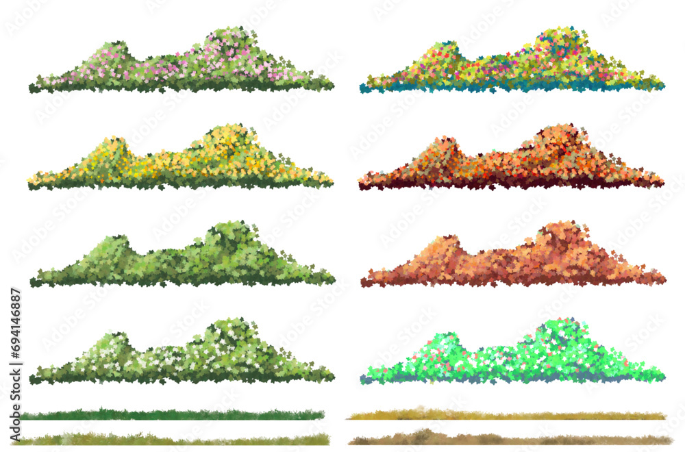 Vector tree top watercolor hand drawn view isolated on white background ...