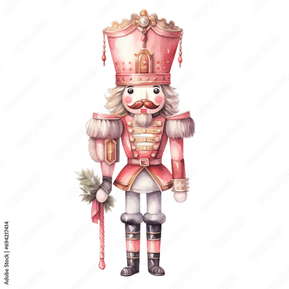 Christmas nutcracker watercolor clipart on transparent background Stock ...