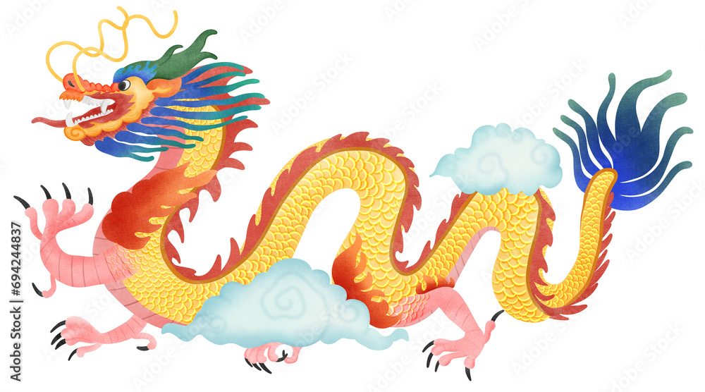 Gold dragon chinese illustration png clipart image with transparent ...