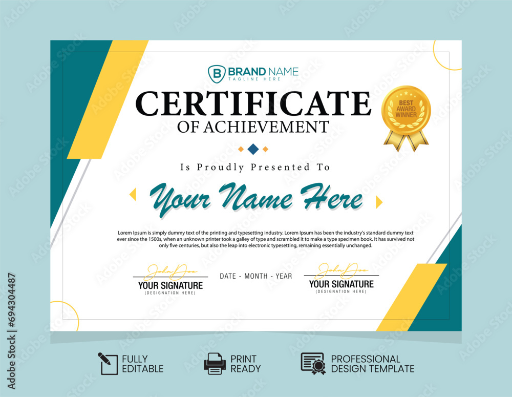 Image vectorielle Stock Recognition Award Design Template: Certificate ...