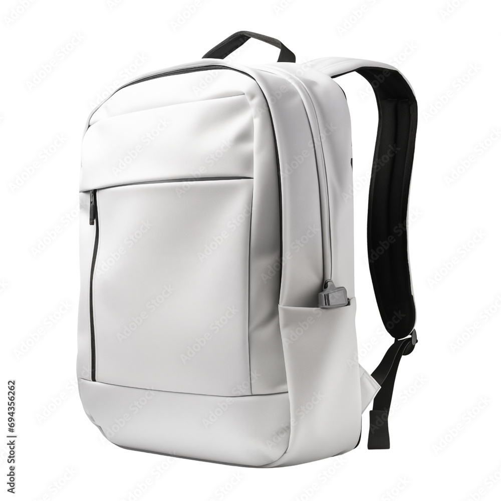 Front View White Backpack Mockup isolated on transparent background PNG ...