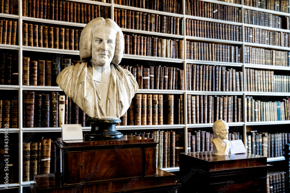 Interior of the Armagh Robinson Library, with books, bookshelves and a ...