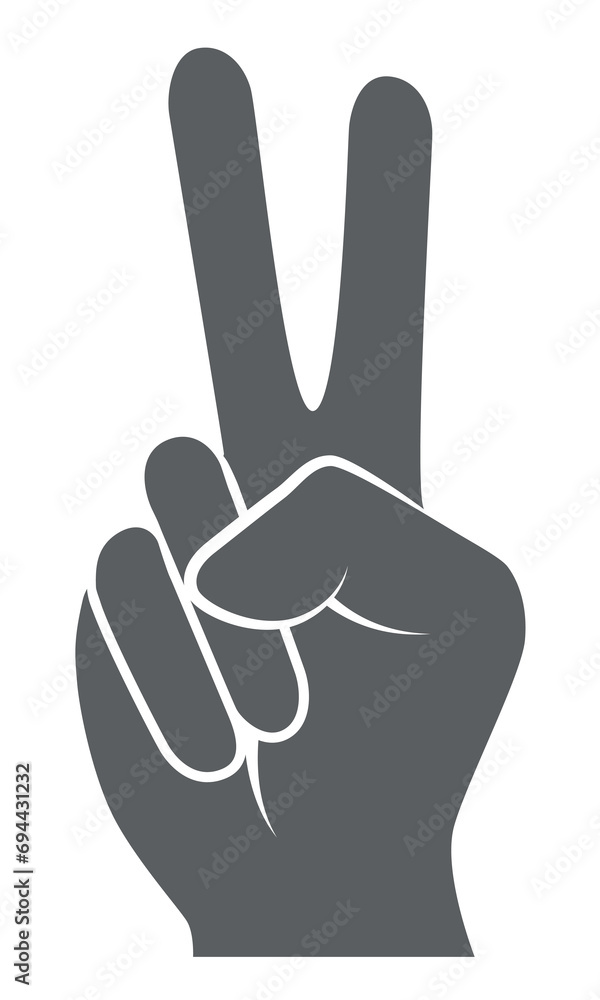 V sign hand gesture with two fingers raised for victory and peace ...