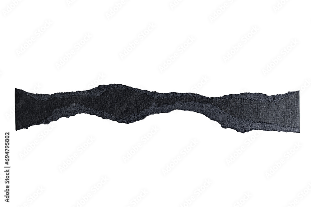 Black Ripped Paper With Torn Edges. Isolated Strips On Transparent ...