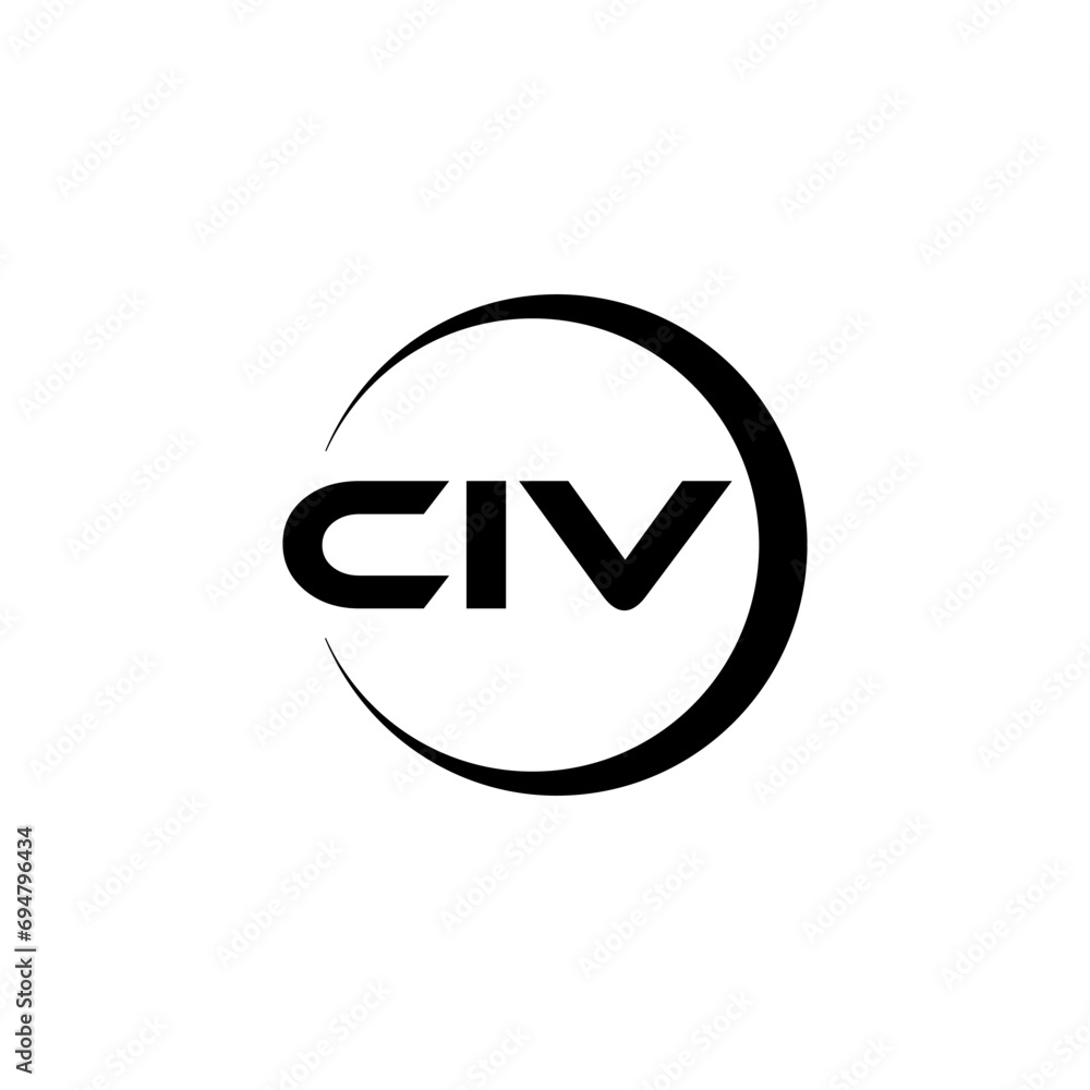 CIV letter logo design with white background in illustrator, cube logo ...