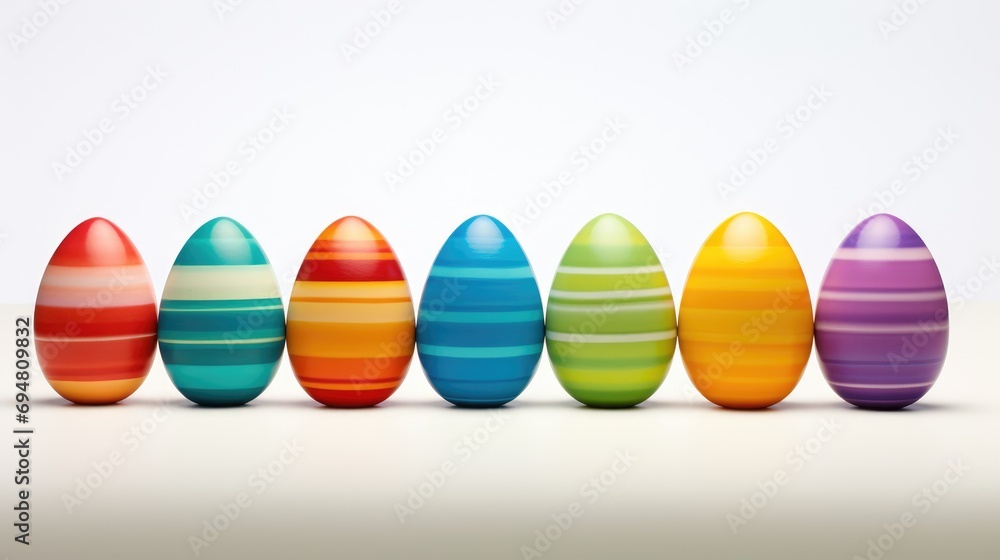 Rainbow of joy! Our image features Easter eggs lined up with different ...