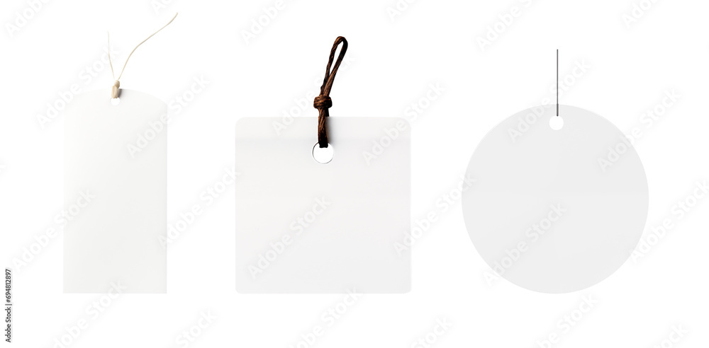 white tag and label set - round, square, rectangular - isolated ...