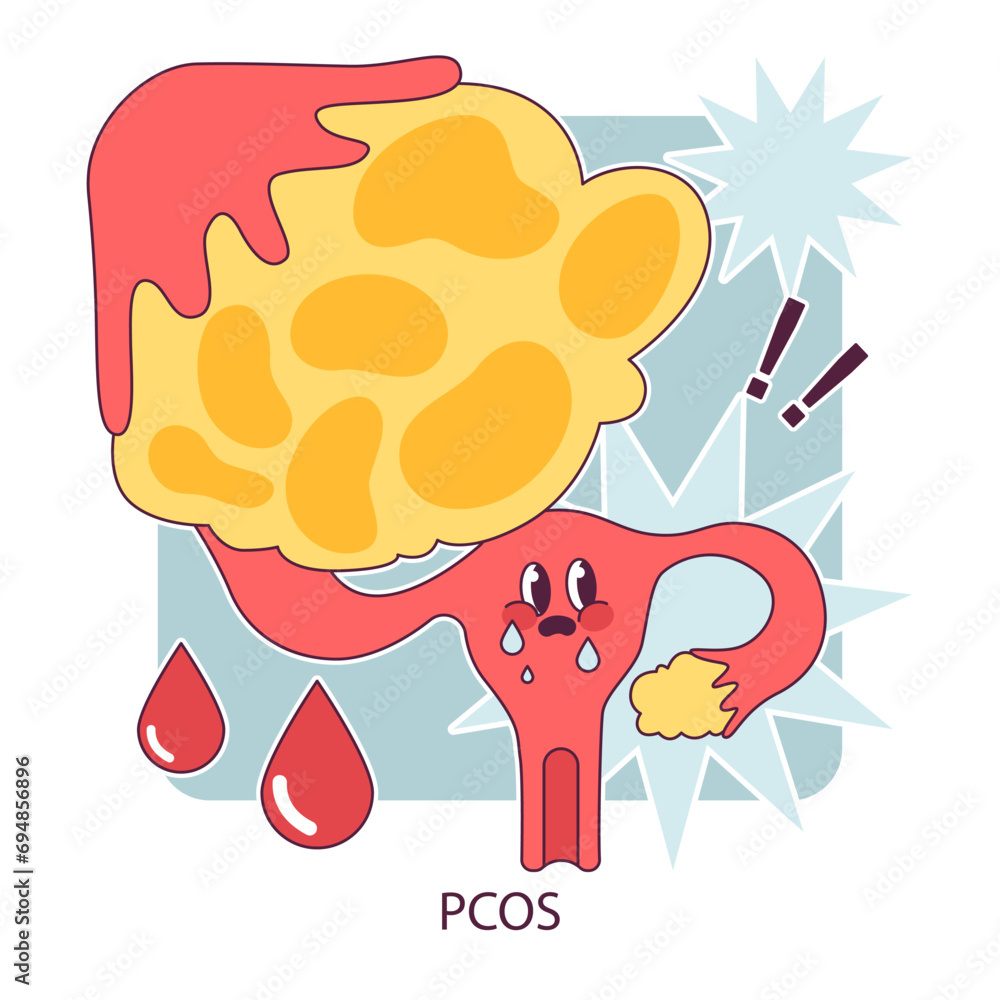 PCOS, polycystic ovary syndrome. Female reproductive system. Endocrine ...