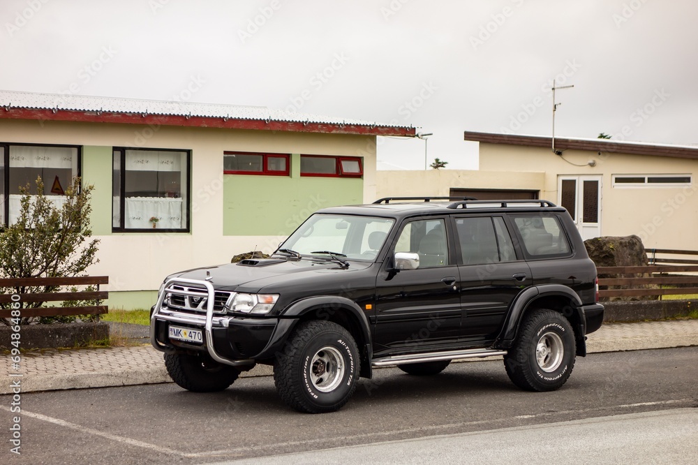 Nissan Patrol GR 4WD SUV car with extreme all-terrain tyres in Iceland ...
