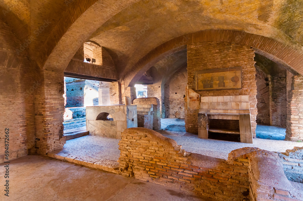 Thermopolium (Roman bar for hot food and drink), Ostia Antica ...
