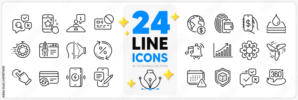 Icons set of Online voting, Inspect and Graph chart line icons pack for app with Dice, Wallet ...