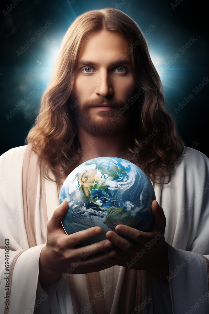 Jesus Christ Holding the Planet Earth in his hands - salvation concept ...