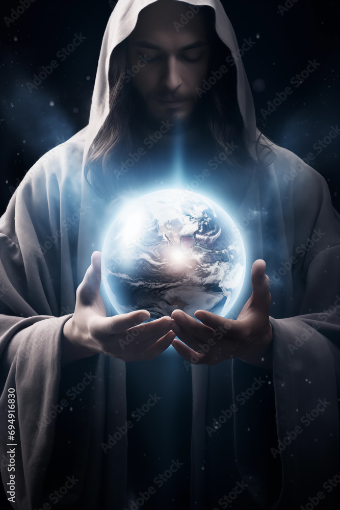 Jesus Christ Holding the Planet Earth in his hands - salvation concept ...