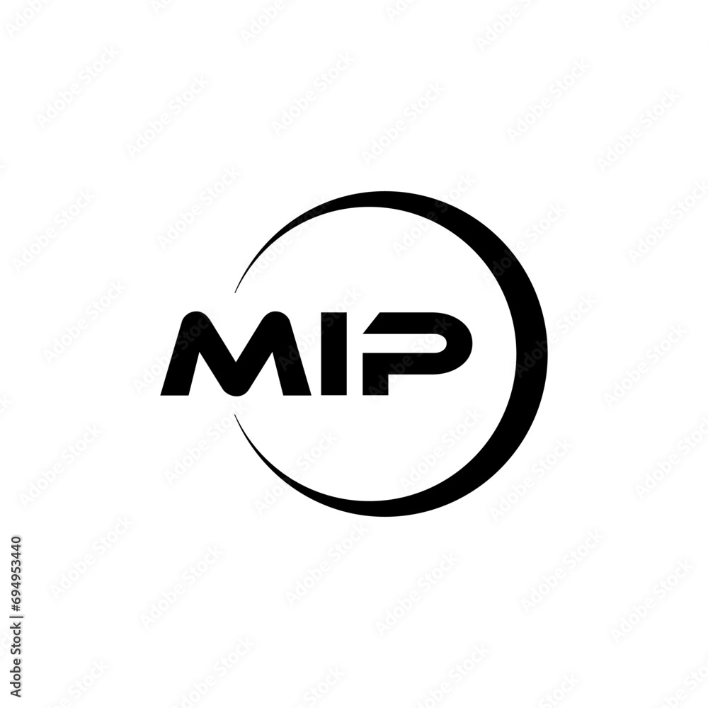 MIP letter logo design with white background in illustrator, cube logo ...
