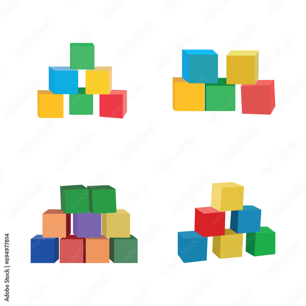 Building Blocks Vector Illustration Set With Isolated Clip Art White ...