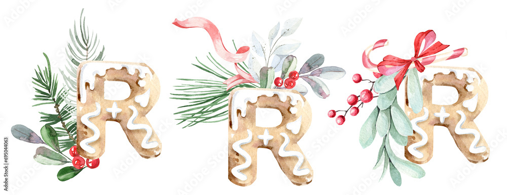Watercolor Gingerbread Alphabet Christmas Clipart, Gingerbread letters ...