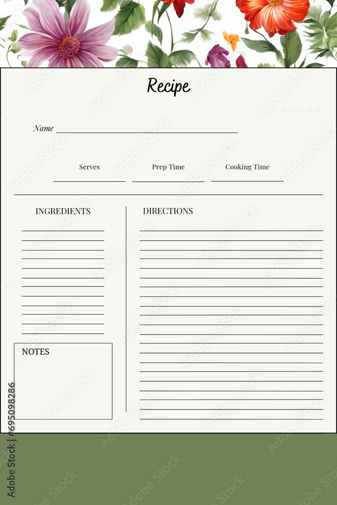 White blank paper blank recipe book printable template v7 Stock ...