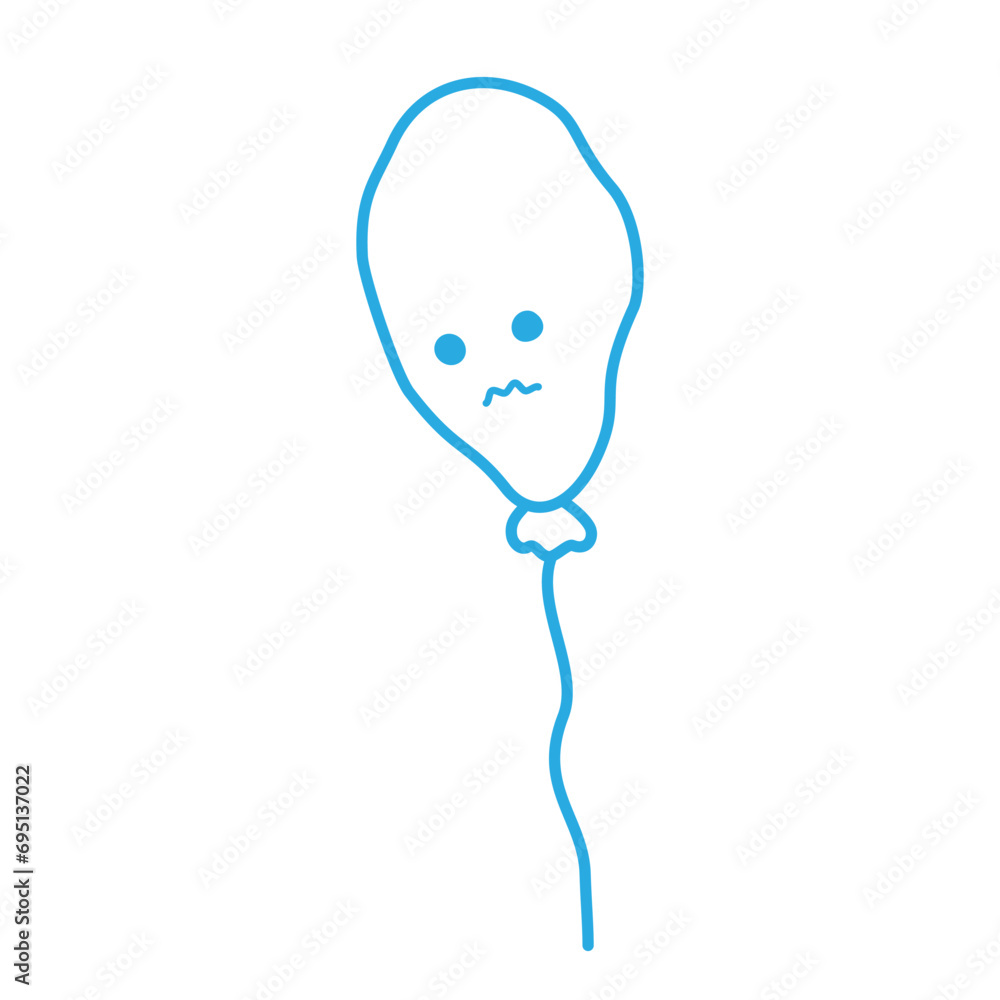 Contour drawing of a deflated balloon with sad face in trendy ...