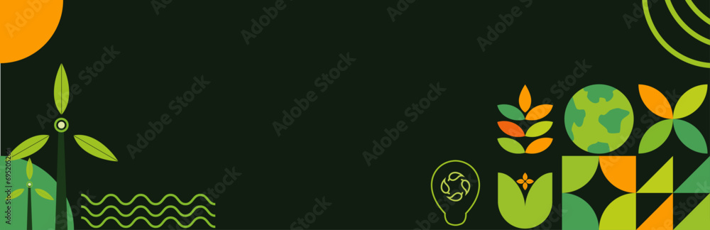 background Green ecological motif vector banner illustration ...