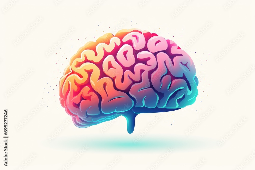 Colourful human brain cognitive Power, 3D icon Rendered illustrative ai ...