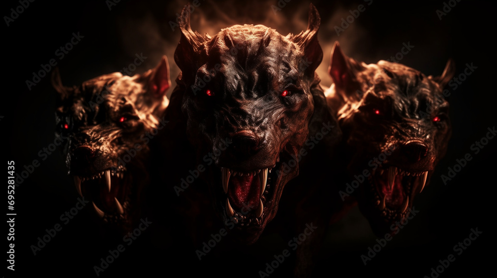 Illustration Stock Fictional mythical evil rabid creature cerberus ...