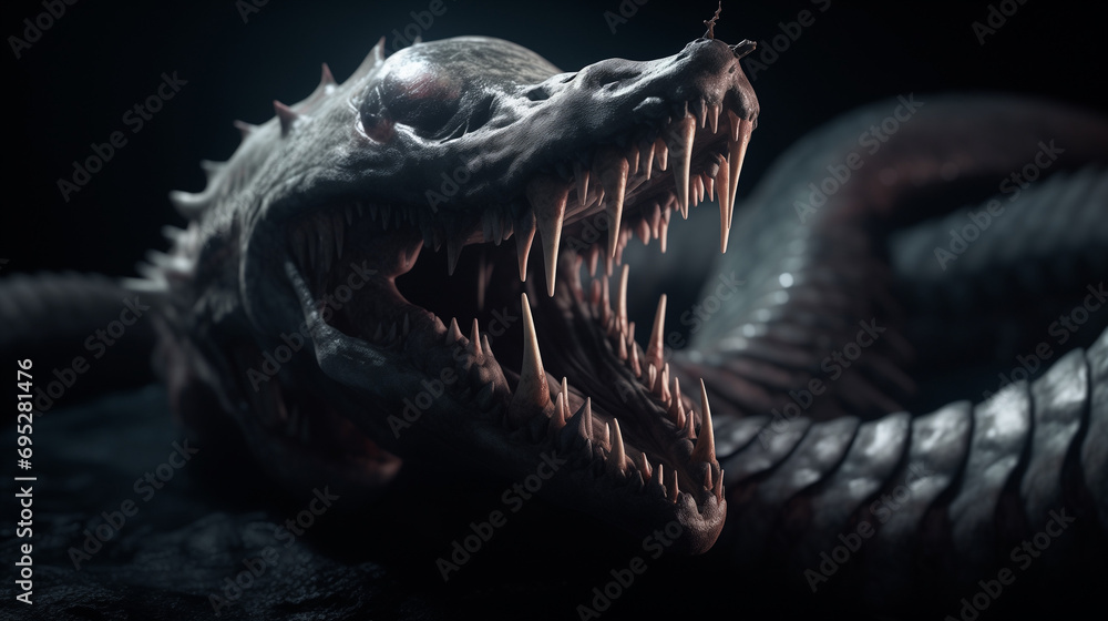 Fictional mythical evil creature lou carcolh serpentine mollusc with ...