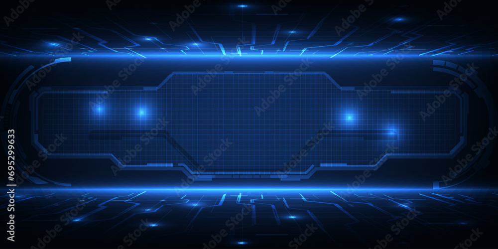Vector illustration of futuristic digital tech stage horizontal tech ...