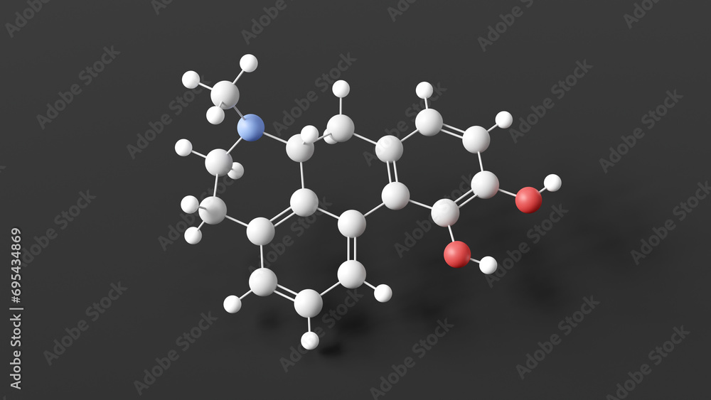 apomorphine molecular structure, non-selective dopamine agonist, ball ...