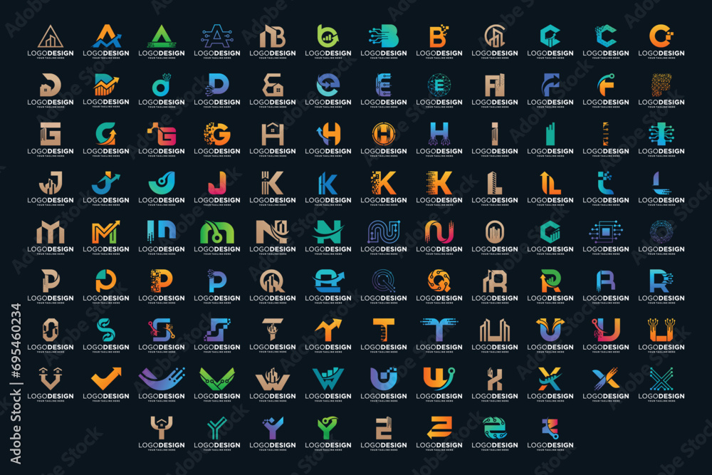 Mega collection of logo designs from letters a to z. Abstract symbols ...
