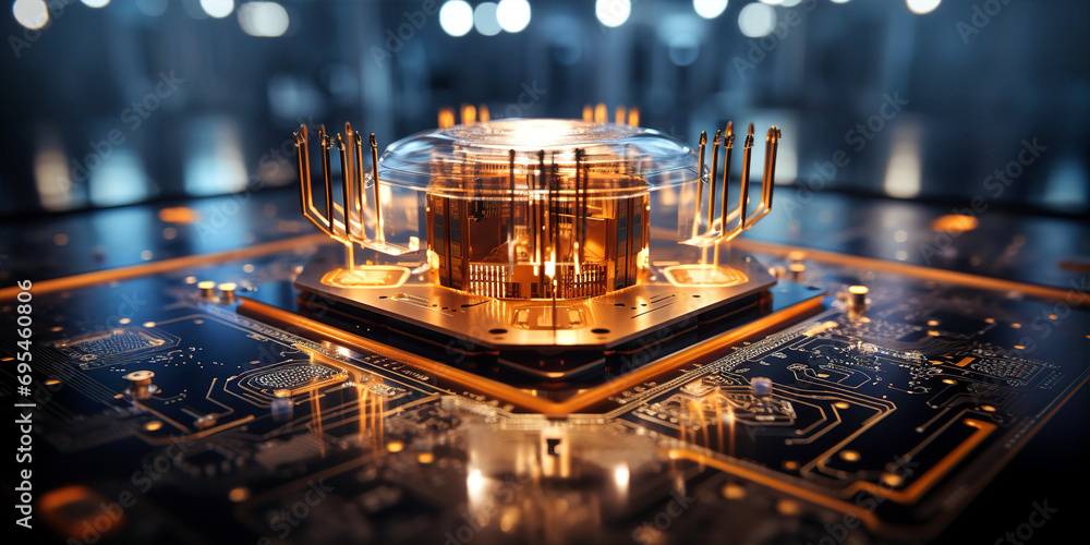 Quantum chip, part of quantum computer. How quantum technology may look ...