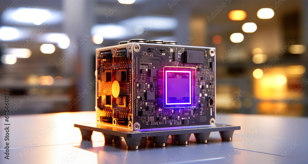 Quantum chip, part of quantum computer. How quantum technology may look ...