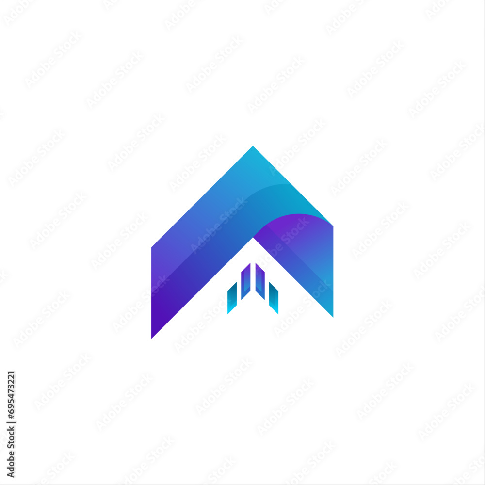 Stock-Vektorgrafik „Logo Panah . Bentuk Panah Geometris Gradien Biru ...