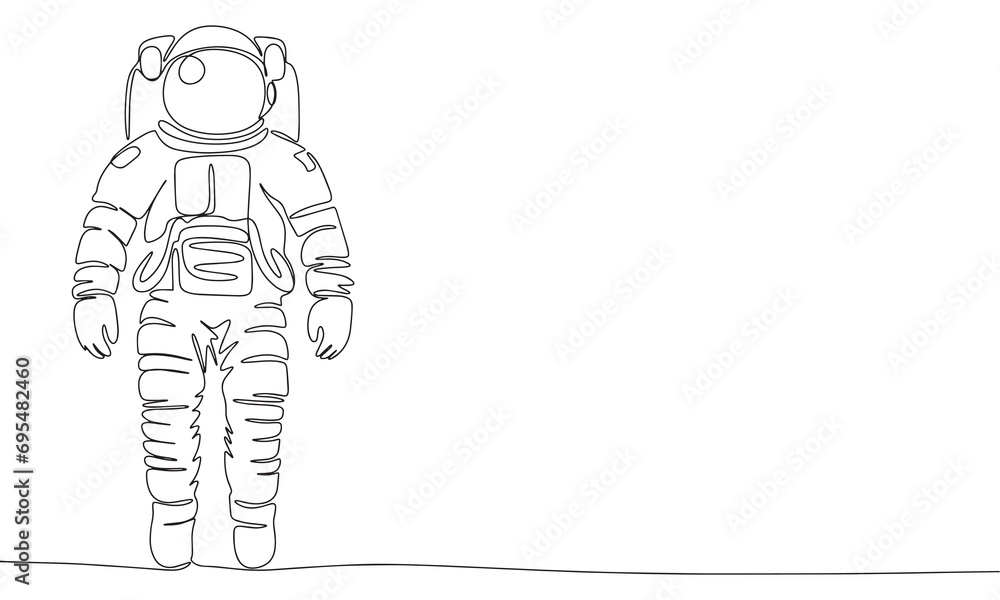 Astronaut one line continuous. Line art astronaut outline. Hand drawn ...
