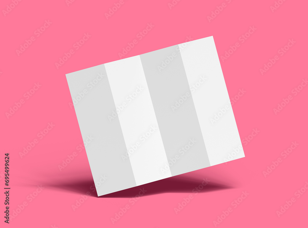Blank accordion 4 panel fold US letter size leaflet render to present ...