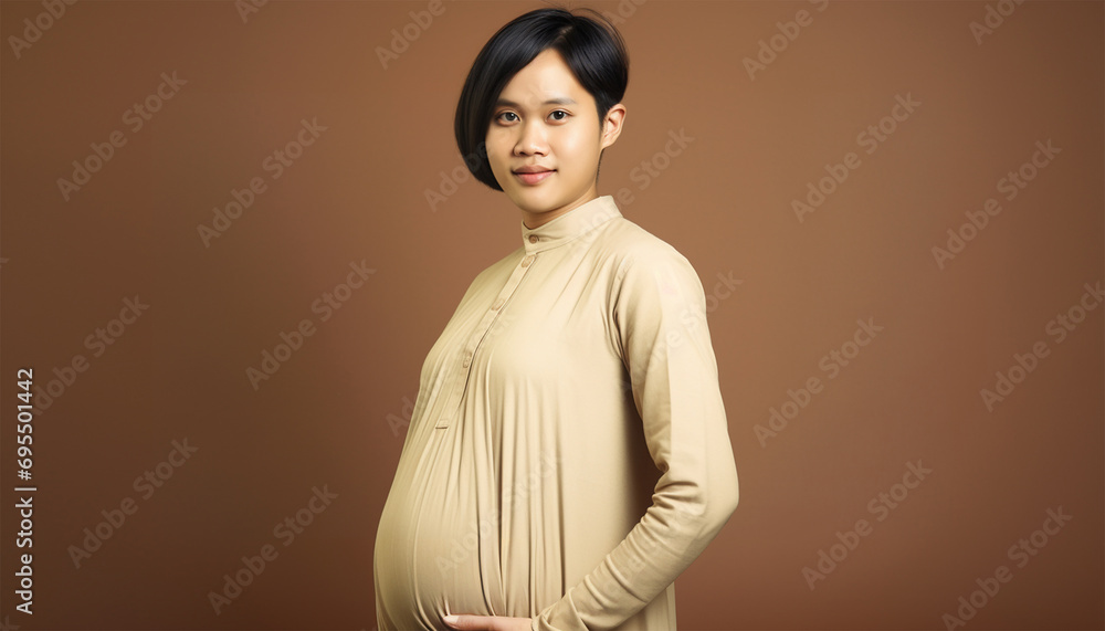 Beauty portrait of a pregnant man. Concept for trans gender gay men of ...