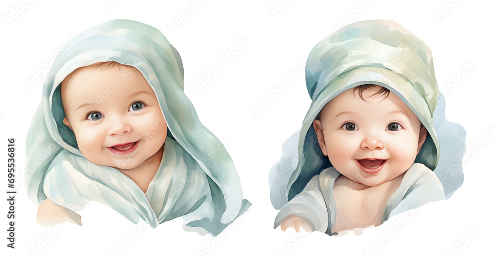 Newborn baby, watercolor clipart illustration with isolated background ...